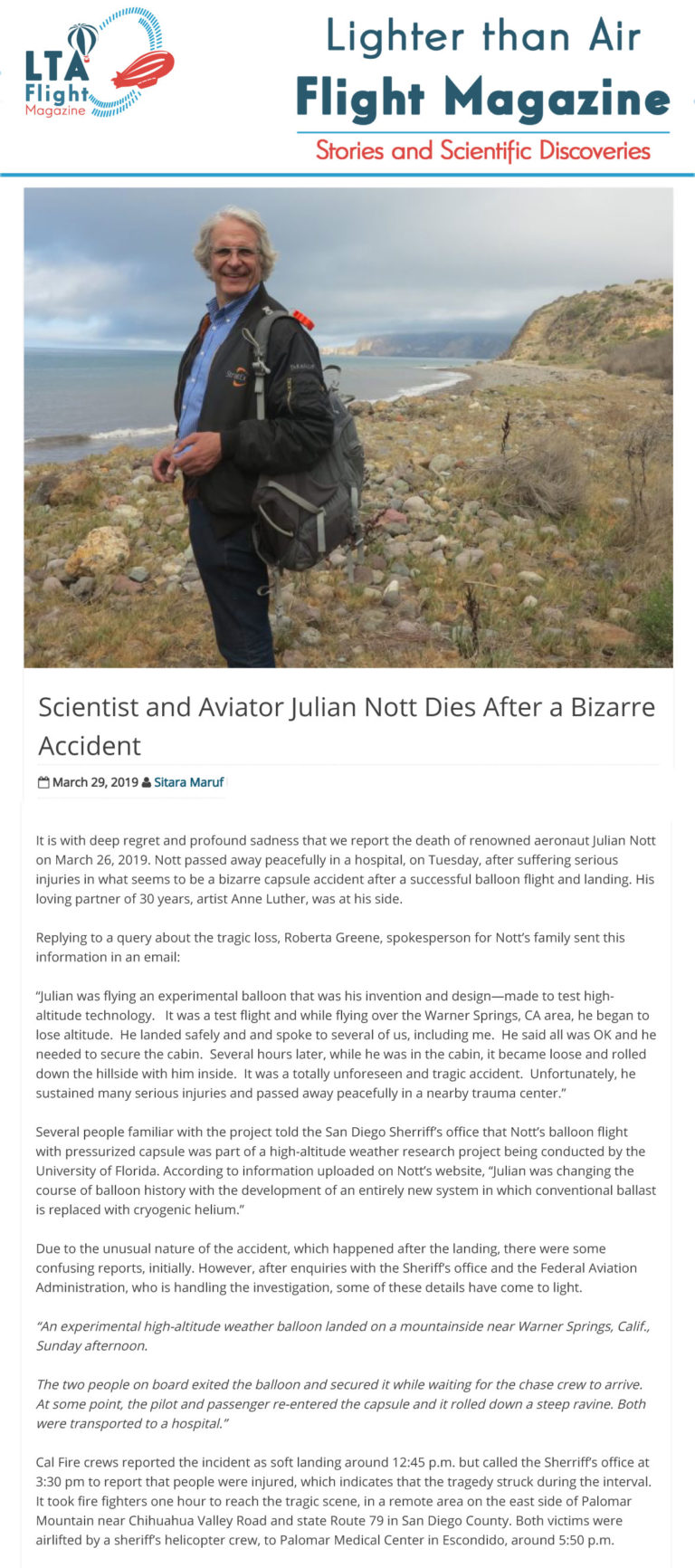 Julian Nott | Balloonist Pilot Designer Consultant Speaker