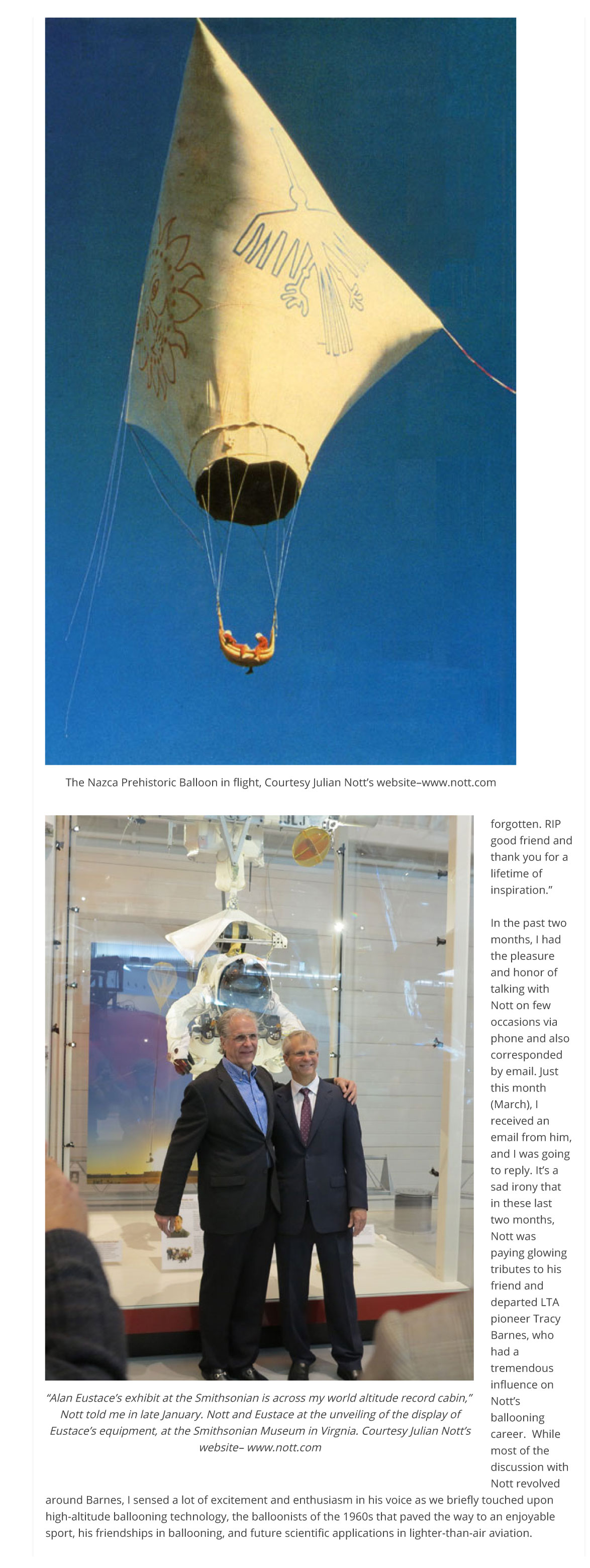 Julian Nott | Balloonist Pilot Designer Consultant Speaker