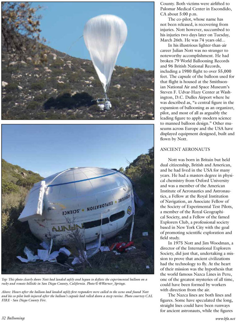 Julian Nott | Balloonist Pilot Designer Consultant Speaker